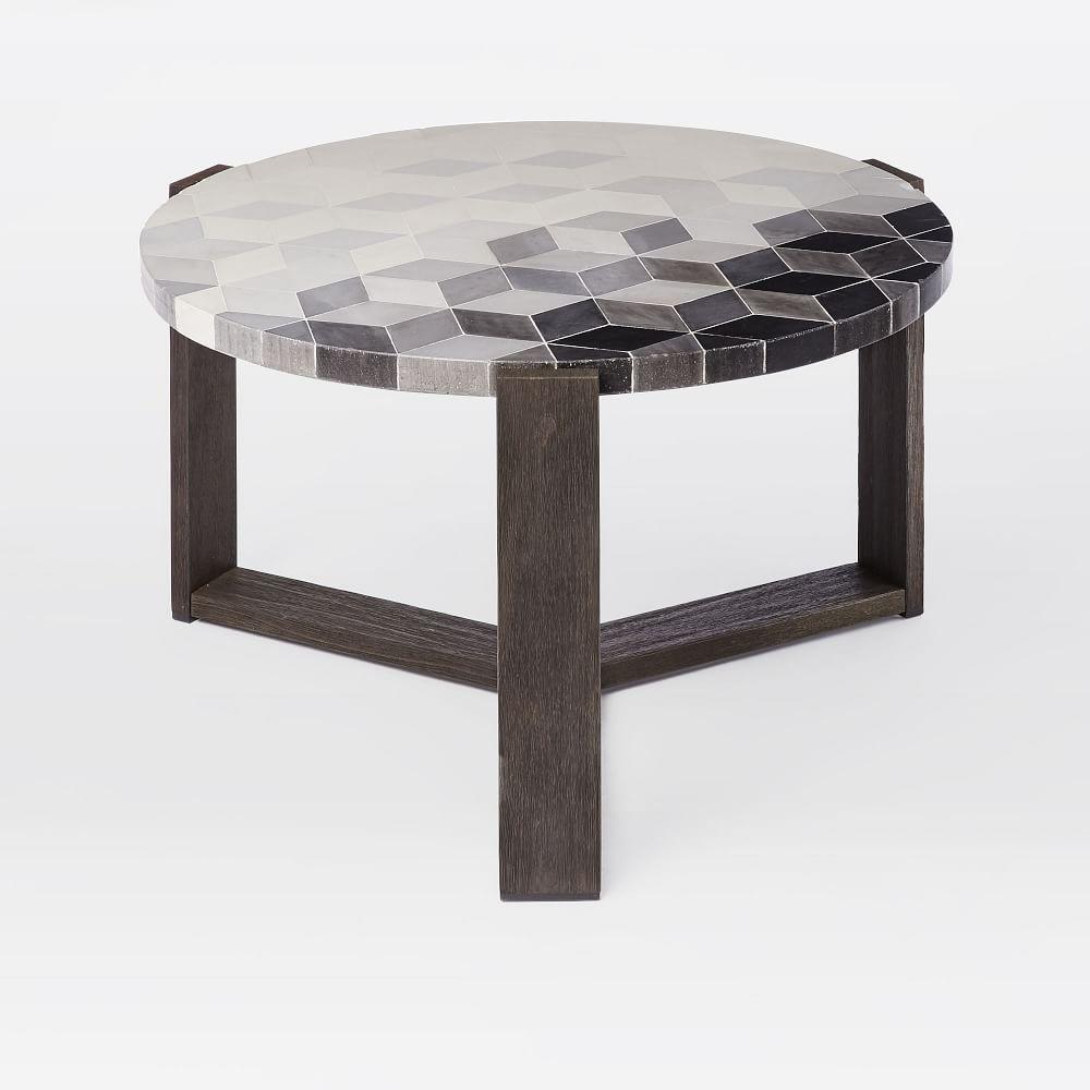 Mosaic Coffee Table Isometric Concrete Driftwood Base west elm Australia